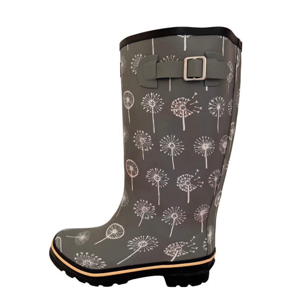 Wide Calf Grey Dandelion Wellies for Women - Wide in Foot and Ankle ...