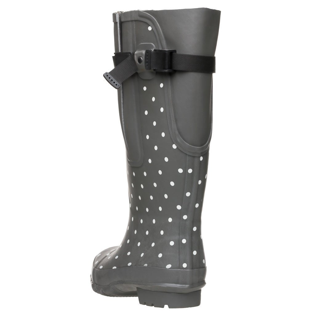 Womens Extra Wide Calf Wellies - Grey Spotty - to 50cm calf - Wide Foot ...