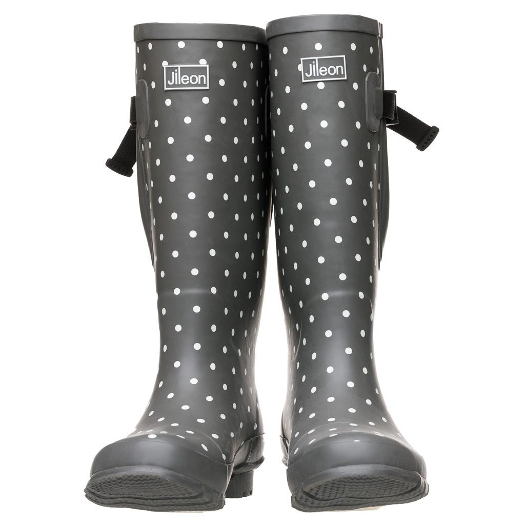 Womens Extra Wide Calf Wellies - Grey Spotty - to 50cm calf - Wide Foot ...