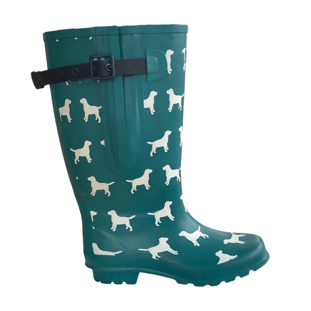 Extra Wide Calf Teal Dog Wellies - Fit 40-57cm calf - Wide in Foot and ...