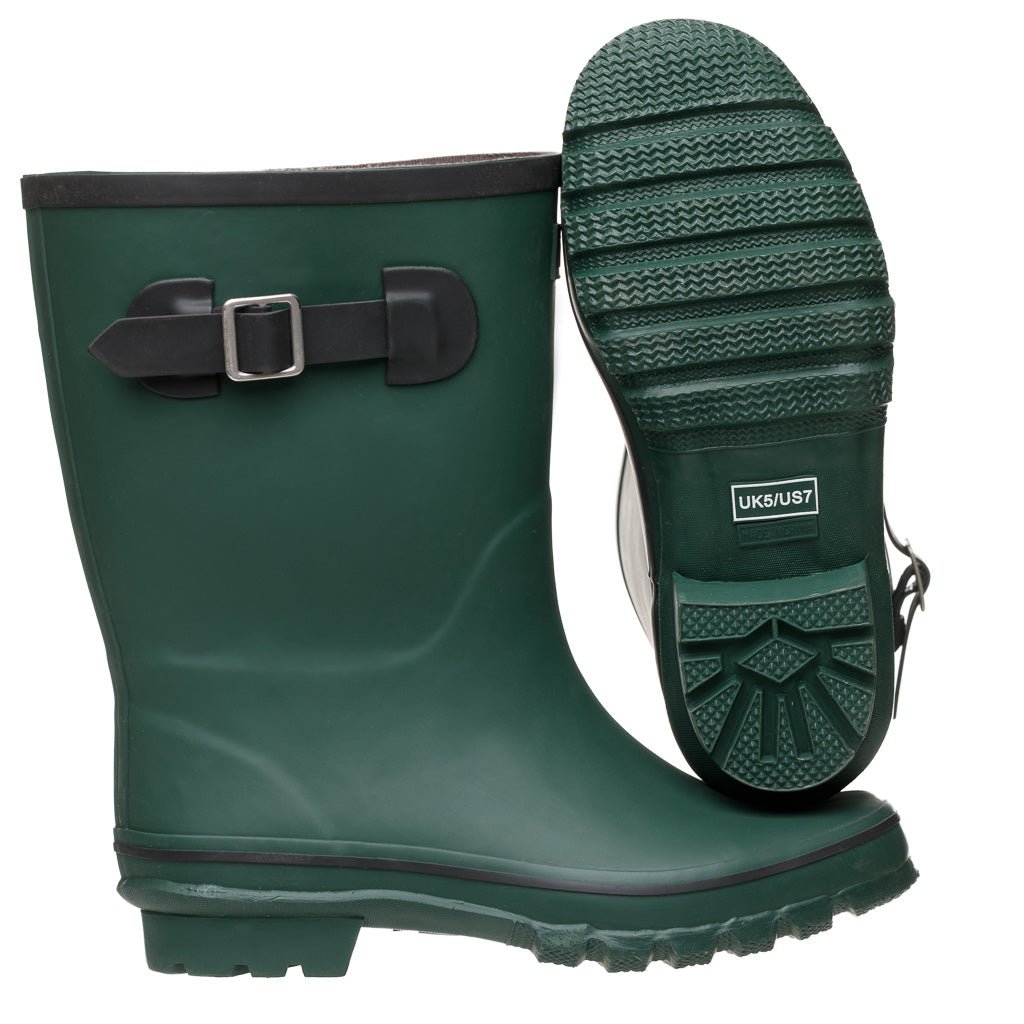 Half Height Dark Green Wellies - Wide Foot & Ankle – Jileon Wellies