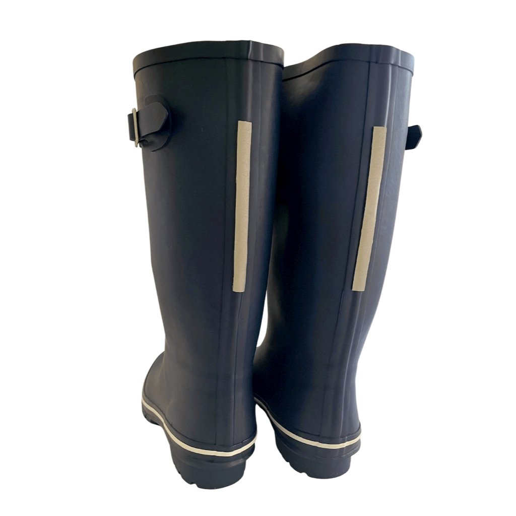 Wide Calf Wellies - Navy with Reflective Strip on Rear - Wide in Foot ...